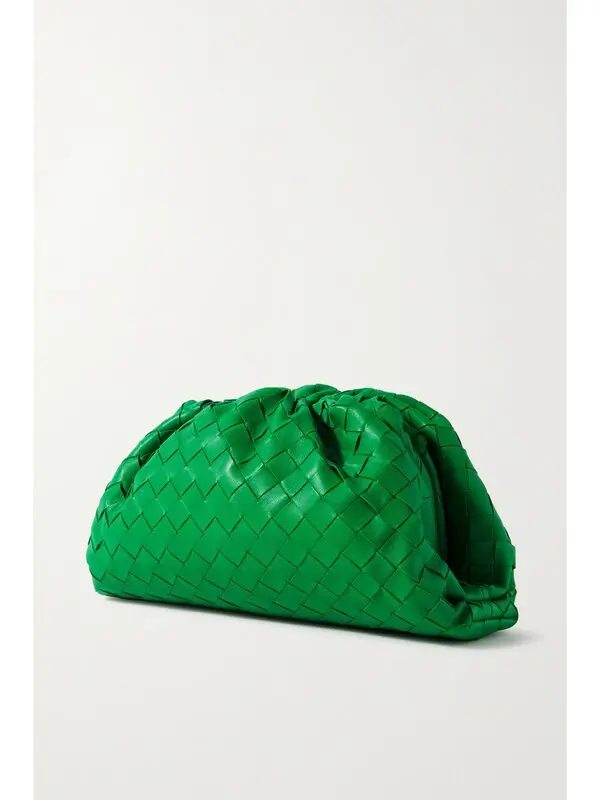 Bottega Veneta Pouch Teen Intrecciato Leather Clutch - Green