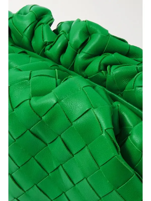 Bottega Veneta Pouch Teen Intrecciato Leather Clutch - Green
