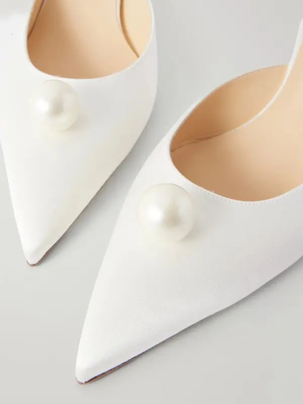 Magda Butrym Embellished Satin Pumps - Neutrals