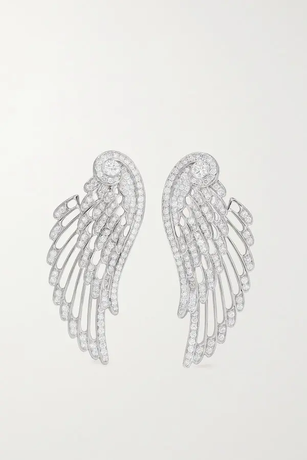 GARRARD Wings Embrace 18-karat Diamond Earrings - White Gold