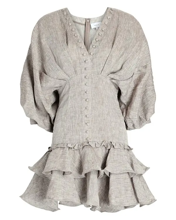Joslin Elizabeth Linen Ramie Mini Dress - Beige | Editorialist