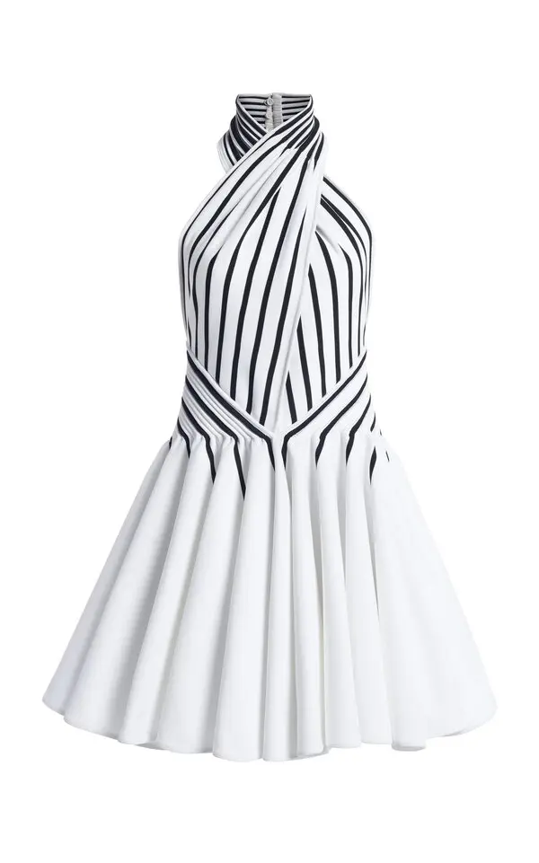 Bottega Veneta Ottoman Knit Halter Mini Dress Black/White - Black,White |  Editorialist