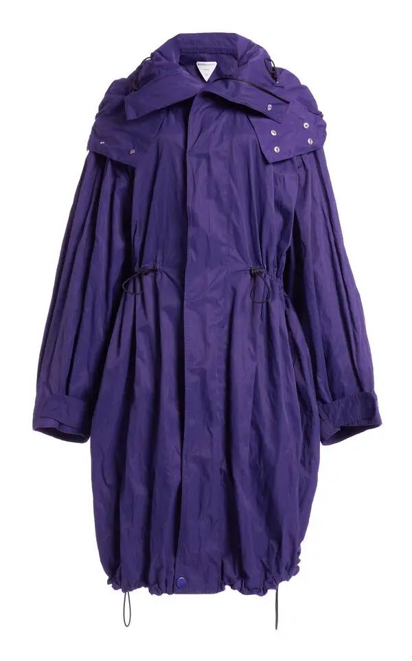 Bottega Veneta Resinated Metal Twill Parka - Purple