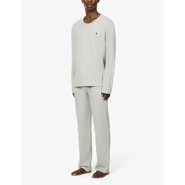 Polo Ralph Lauren Logo-embroidered Cotton-jersey Pyjama Bottoms - Andover Heather
