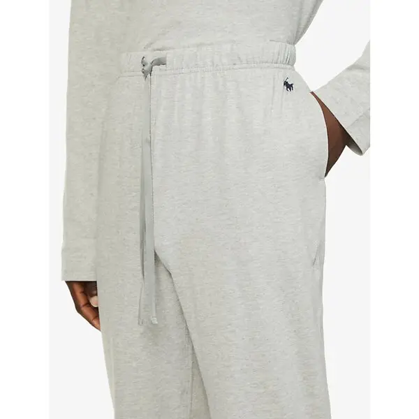 Polo Ralph Lauren Logo-embroidered Cotton-jersey Pyjama Bottoms - Andover Heather