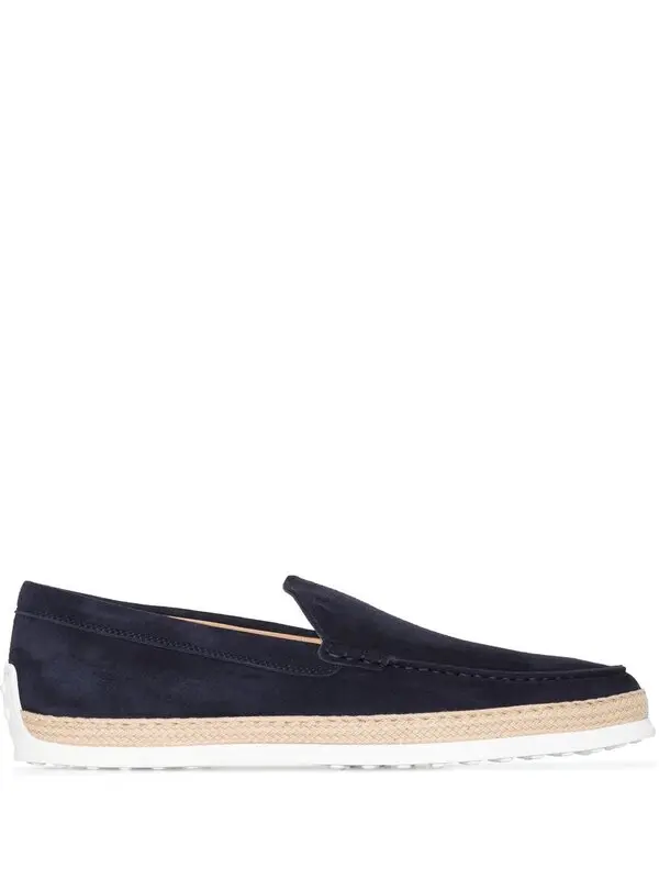 TOD'S Suede Espadrille Loafers - Blue