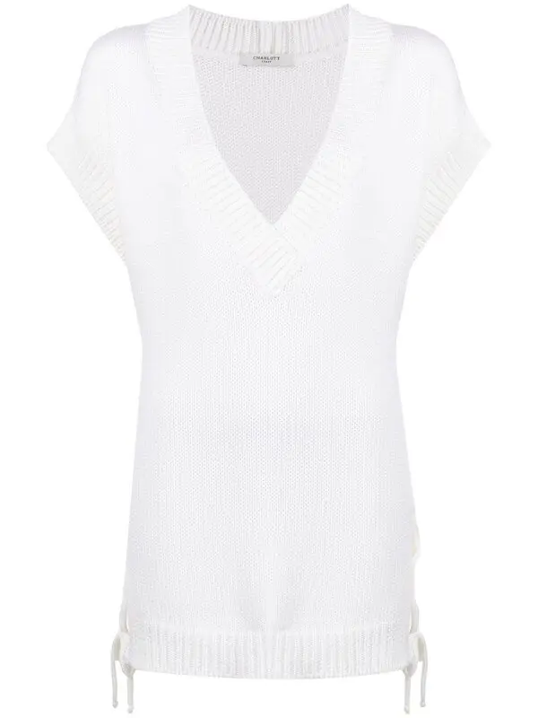 CHARLOTT Ribbed-knit V-neck Top