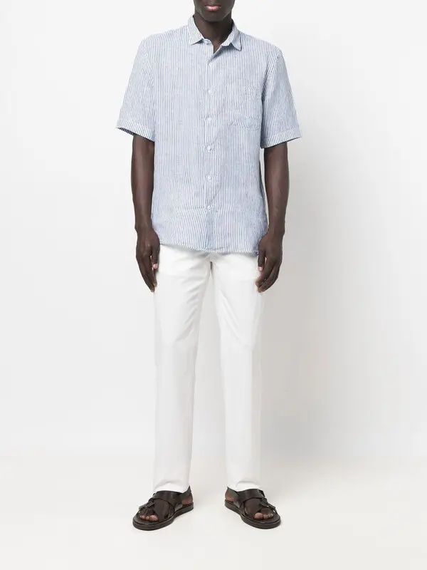 Sunspel Striped Linen Shirt - White