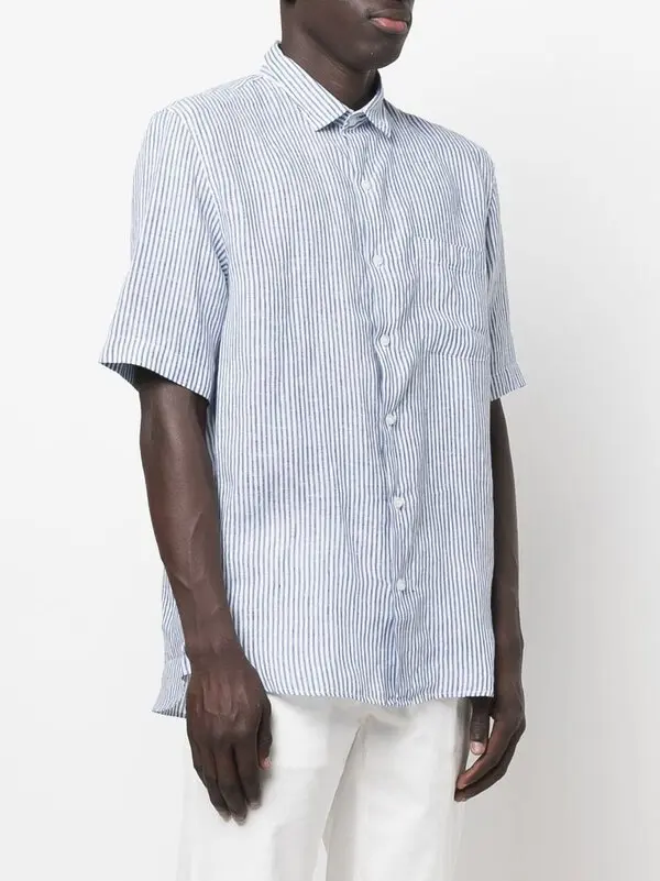Sunspel Striped Linen Shirt - White