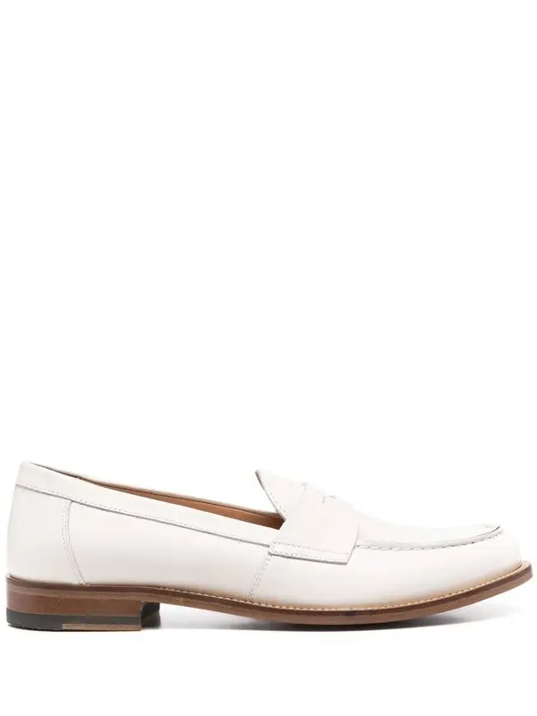 SCAROSSO Harper Leather Penny Loafers - White