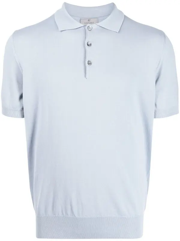 Canali Short-sleeved Polo Shirt - Blue