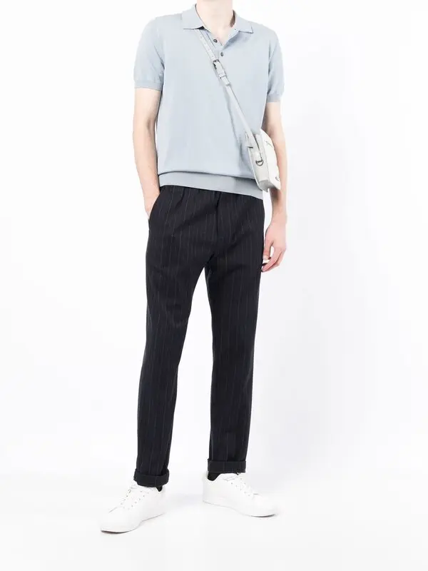 Canali Short-sleeved Polo Shirt - Blue
