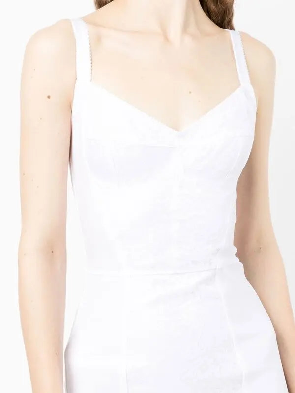 dolce and gabbana lace up denim dress Dolce & Gabbana Form-Fitting Denim Midi Dress