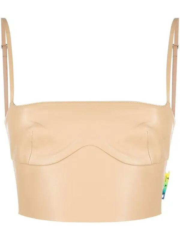 Off-White Cropped Leather Bustier Top