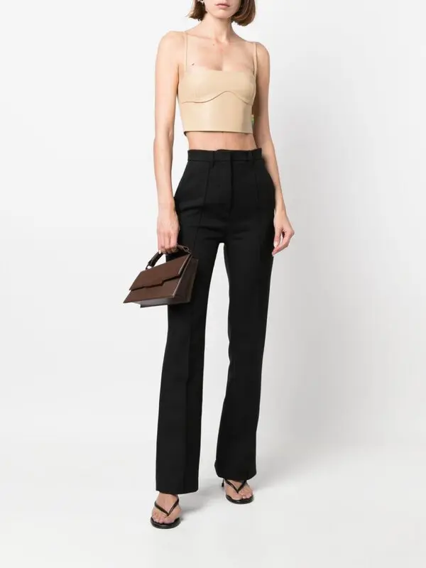 Off-White Cropped Leather Bustier Top