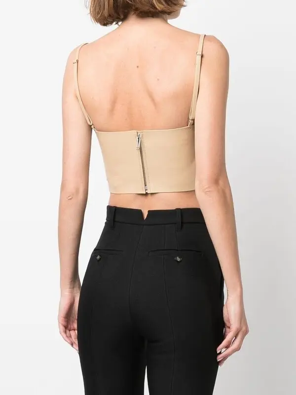 Off-White Cropped Leather Bustier Top