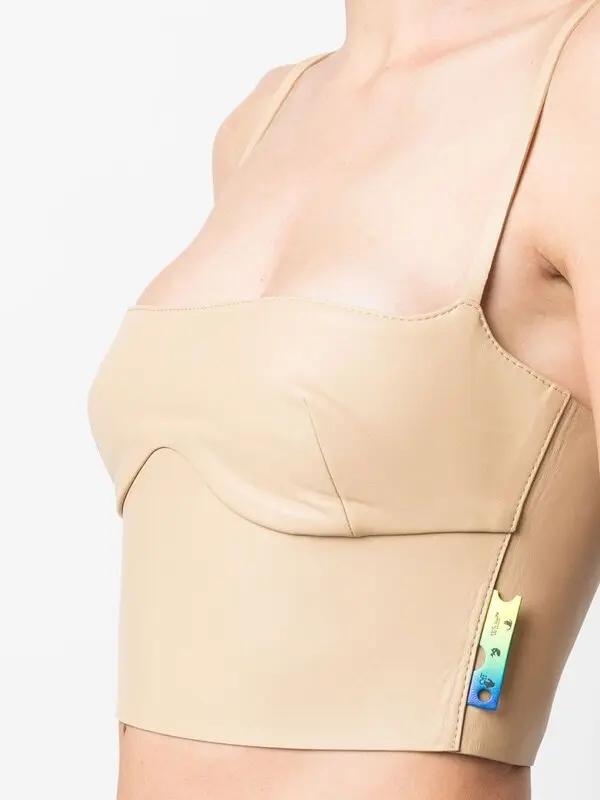 Off-White Cropped Leather Bustier Top
