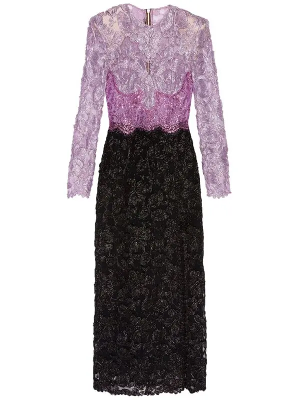 black dress for new years High Quality Purple/Black/Red Diamonds Draped Pleated Chiffon Elegant Puff Sleeve Long Dress Purple / XXL main image 1