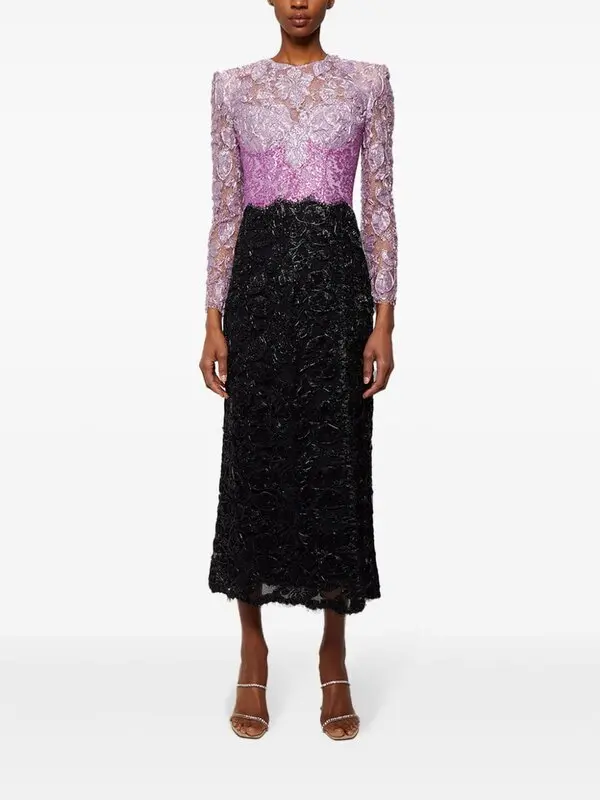 Gucci Long Sleeve Lace Dress - Purple | Editorialist