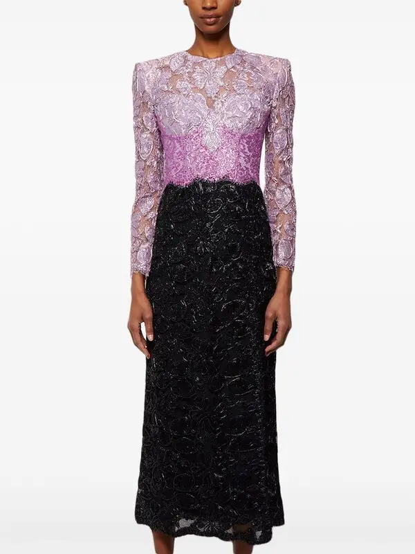 Gucci Long Sleeve Lace Dress - Purple | Editorialist