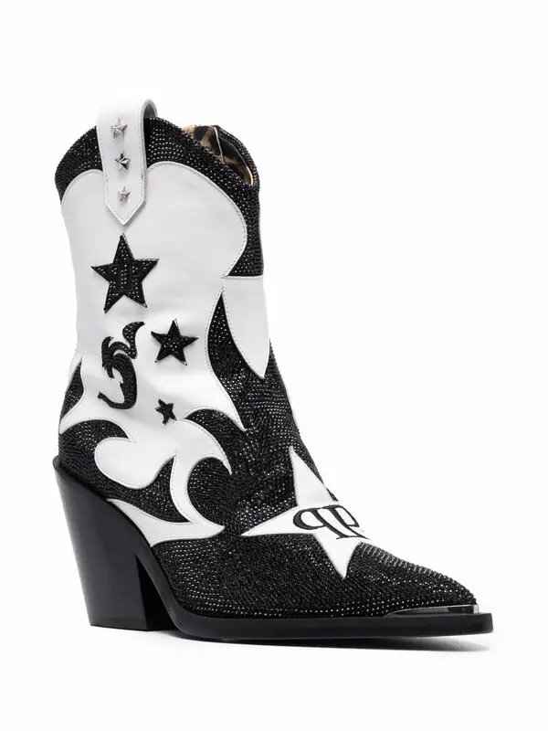 Philipp Plein Strass Mid-heel Cowboy Boots