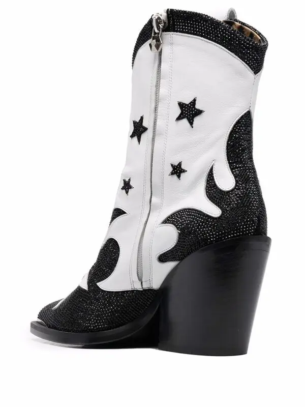 Philipp Plein Strass Mid-heel Cowboy Boots