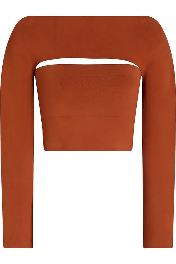 DION LEE Convertible Cropped Stretch-ponte Top - Brick