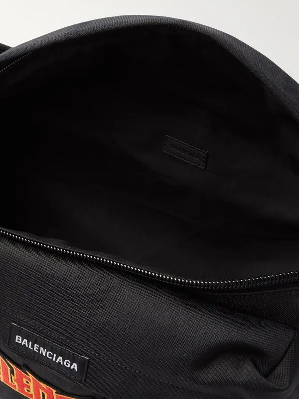 Balenciaga Explorer Xxl Logo-AppliquéD Canvas Belt Bag - Black