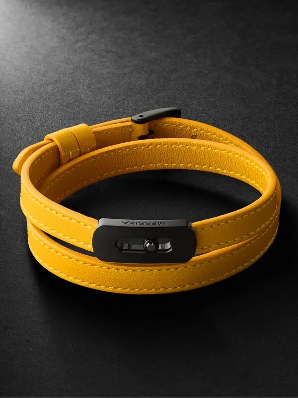 Messika My Move Dlc-coated, Diamond And Leather Bracelet - Yellow