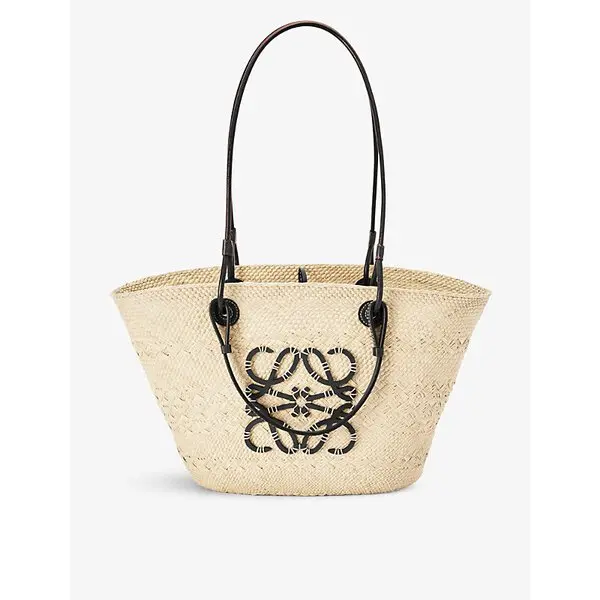 Loewe Anagram Palm-woven And Leather Tote Bag