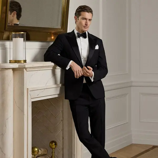 Ralph Lauren Gregory Hand-tailored Wool Peak Tuxedo - Black