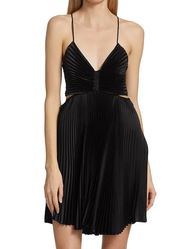 A.L.C. Ari Pleated Open-back Minidress