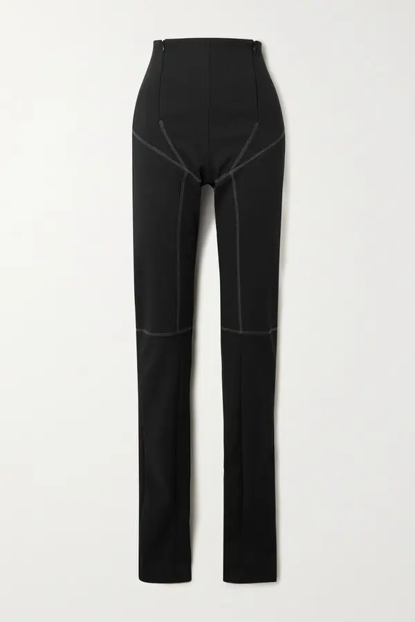 MAXIMILIAN Paneled Stretch-scuba Skinny Pants - Black