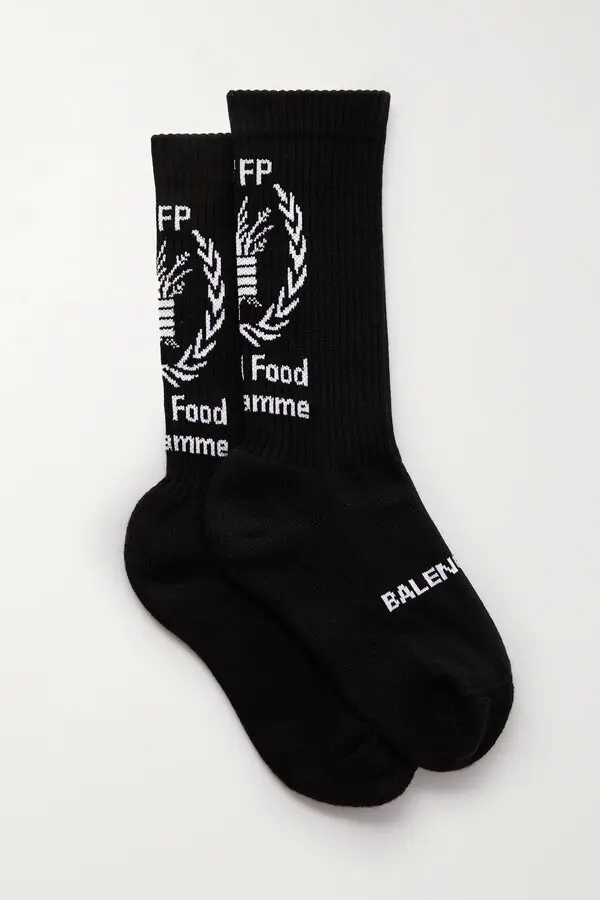 Balenciaga Ribbed Cotton-blend Socks - Black