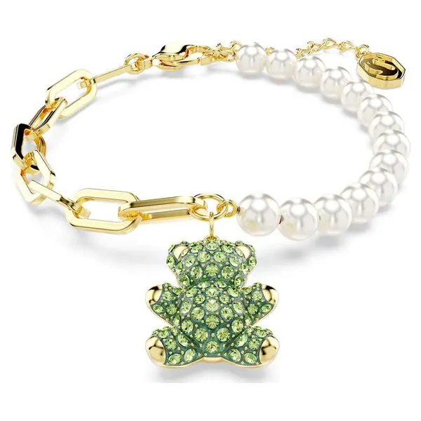 SWAROVSKI Teddy Bear Crystal Bracelet With Rose Gold Finish - Green