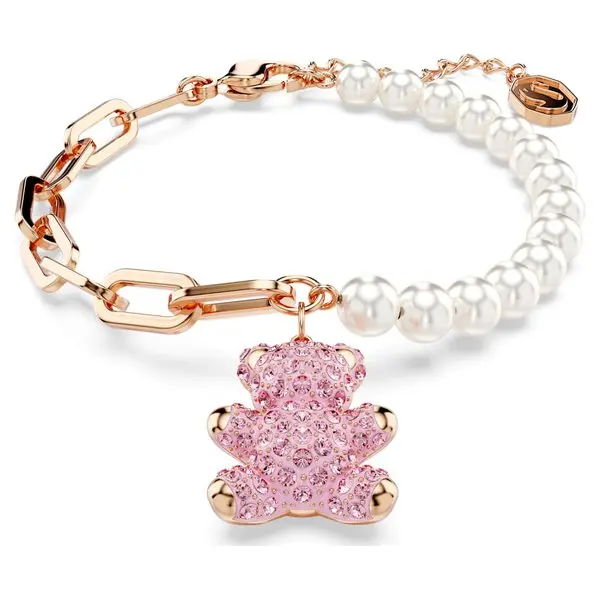 SWAROVSKI Teddy Bear Crystal Bracelet With Rose Gold Finish - Pink