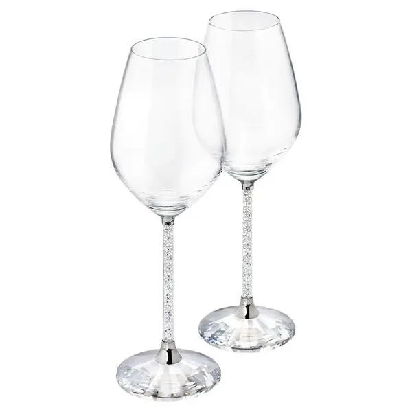 SWAROVSKI Crystalline Wine Glasses - Silver Tone