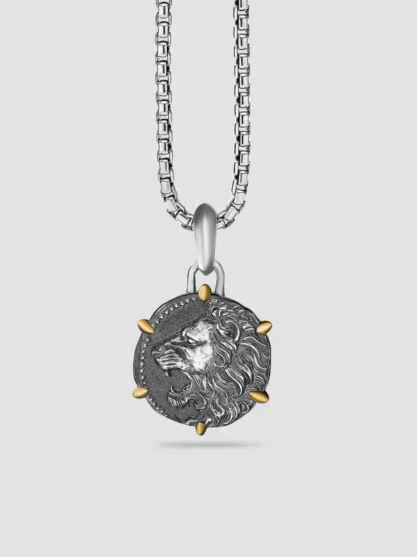 David Yurman Amulet In Sterling Silver With 18k Yellow Gold, 33mm - Leo