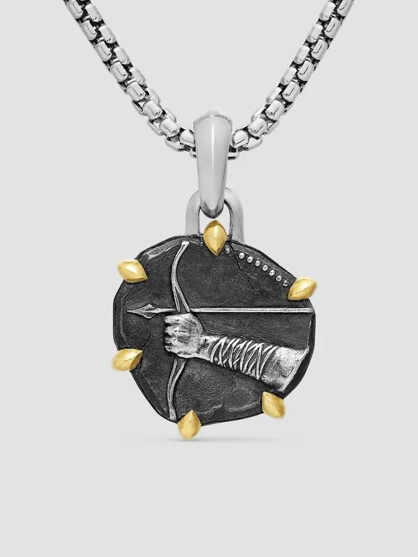 David Yurman Amulet In Sterling Silver With 18k Yellow Gold, 33mm - Sagittarius