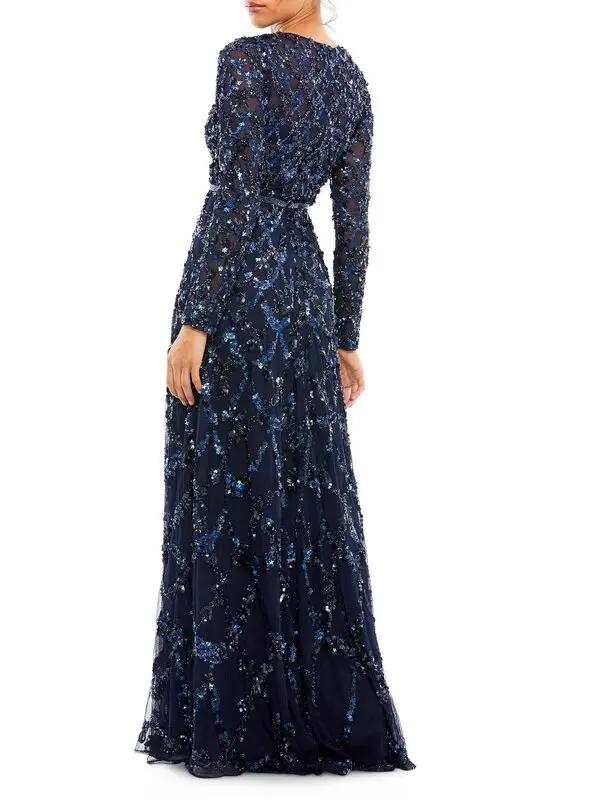 Mac Duggal Bead & Sequin-embellished A-line Gown