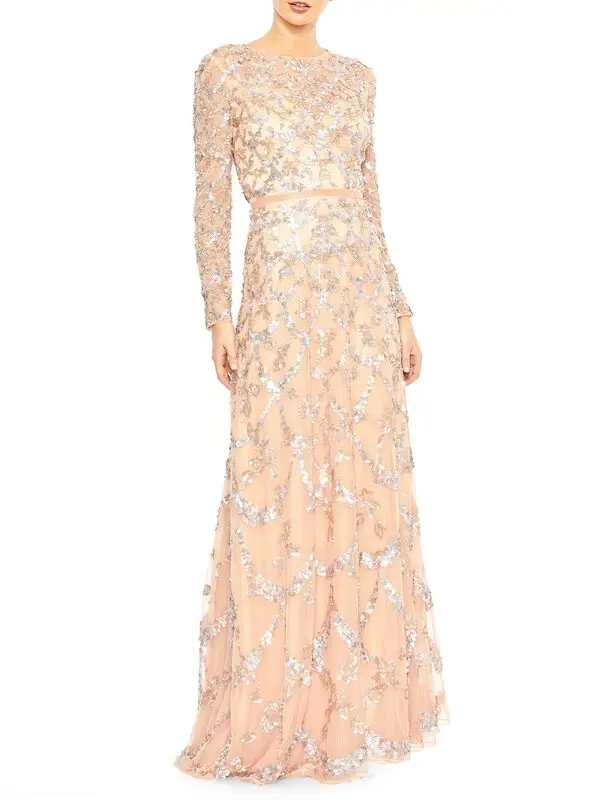 Mac Duggal Bead & Sequin-embellished A-line Gown