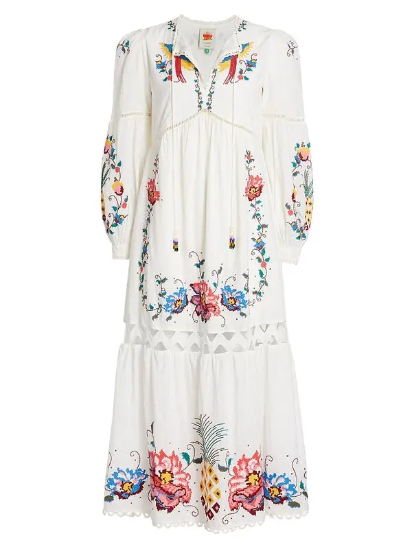 sachin and babi light blue dress FARM Rio Embroidered Fruits Side Bow Midi Skirt