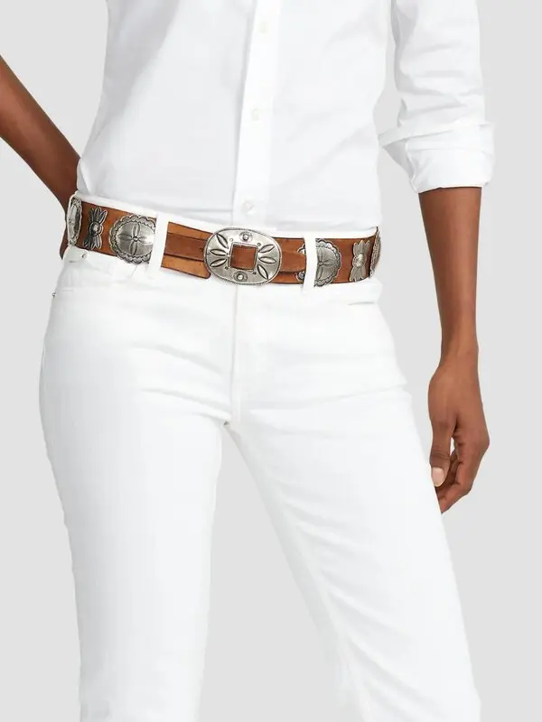 Ralph Lauren Casted Concho Leather Belt - Brown