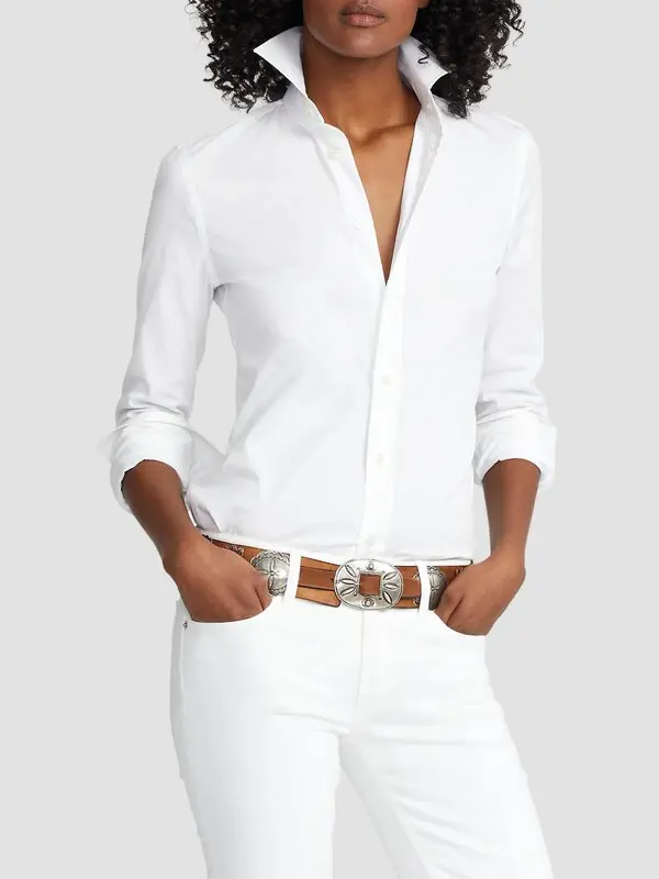 Ralph Lauren Casted Concho Leather Belt - Brown