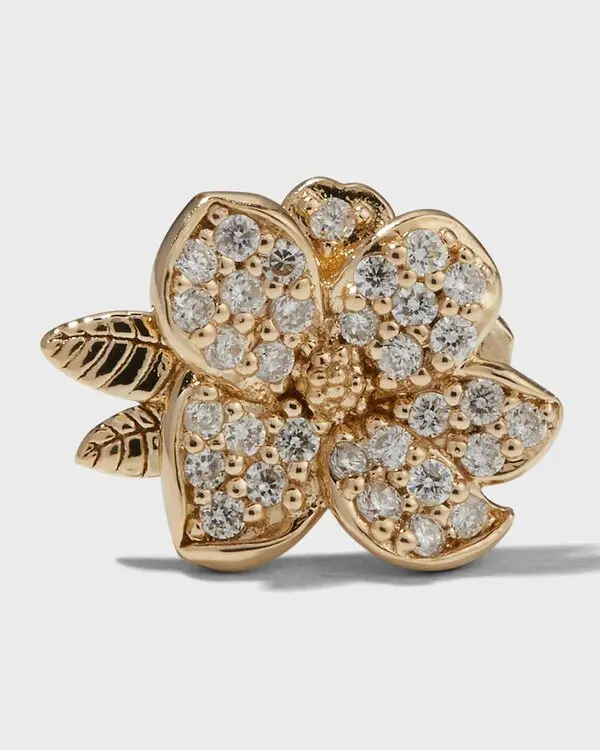 SYDNEY EVAN Magnolia Diamond Flower Stud Single Earring - Yellow Gold