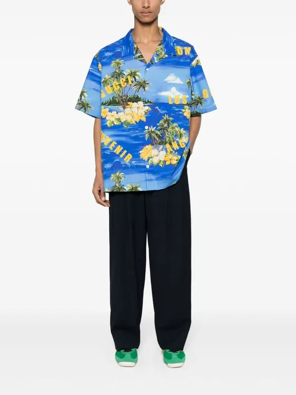 Gucci Palm Tree-print Bowling Shirt - Blue