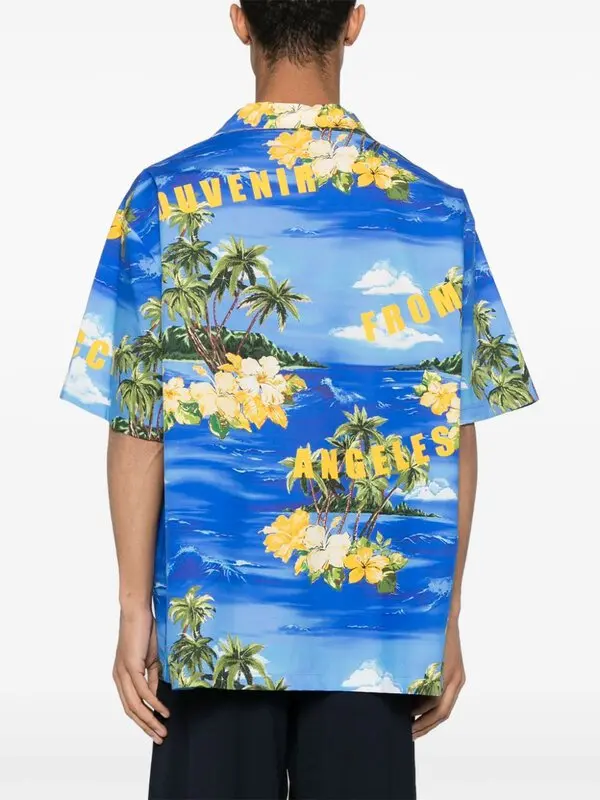 Gucci Palm Tree-print Bowling Shirt - Blue