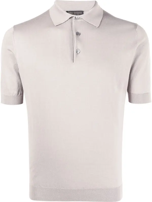 DELL'OGLIO Cotton Short-sleeve Polo Shirt - Neutrals