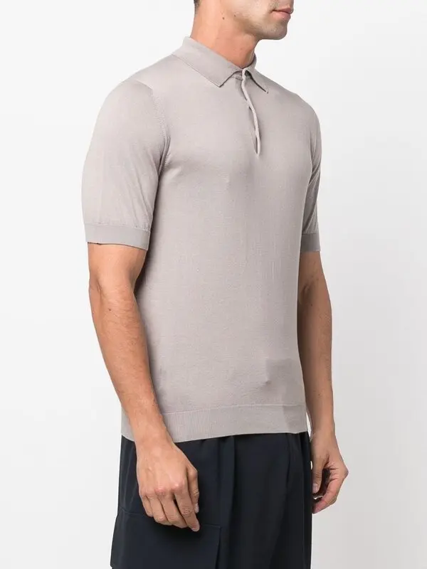 DELL'OGLIO Cotton Short-sleeve Polo Shirt - Neutrals
