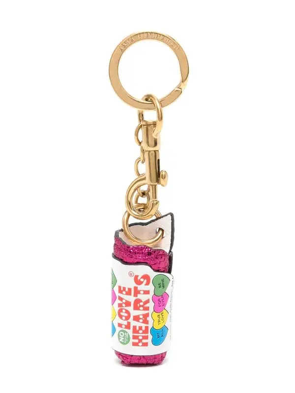 ANYA HINDMARCH Love-hearts Leather Keyring - White